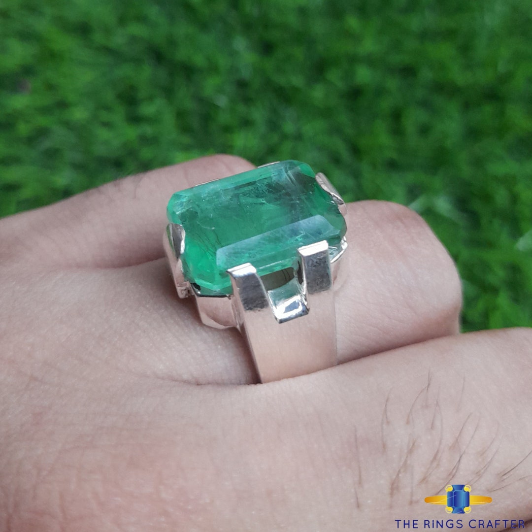Lab Created Emerald Ring Green Octagon Cut Lab Grown Emerald Ring ...