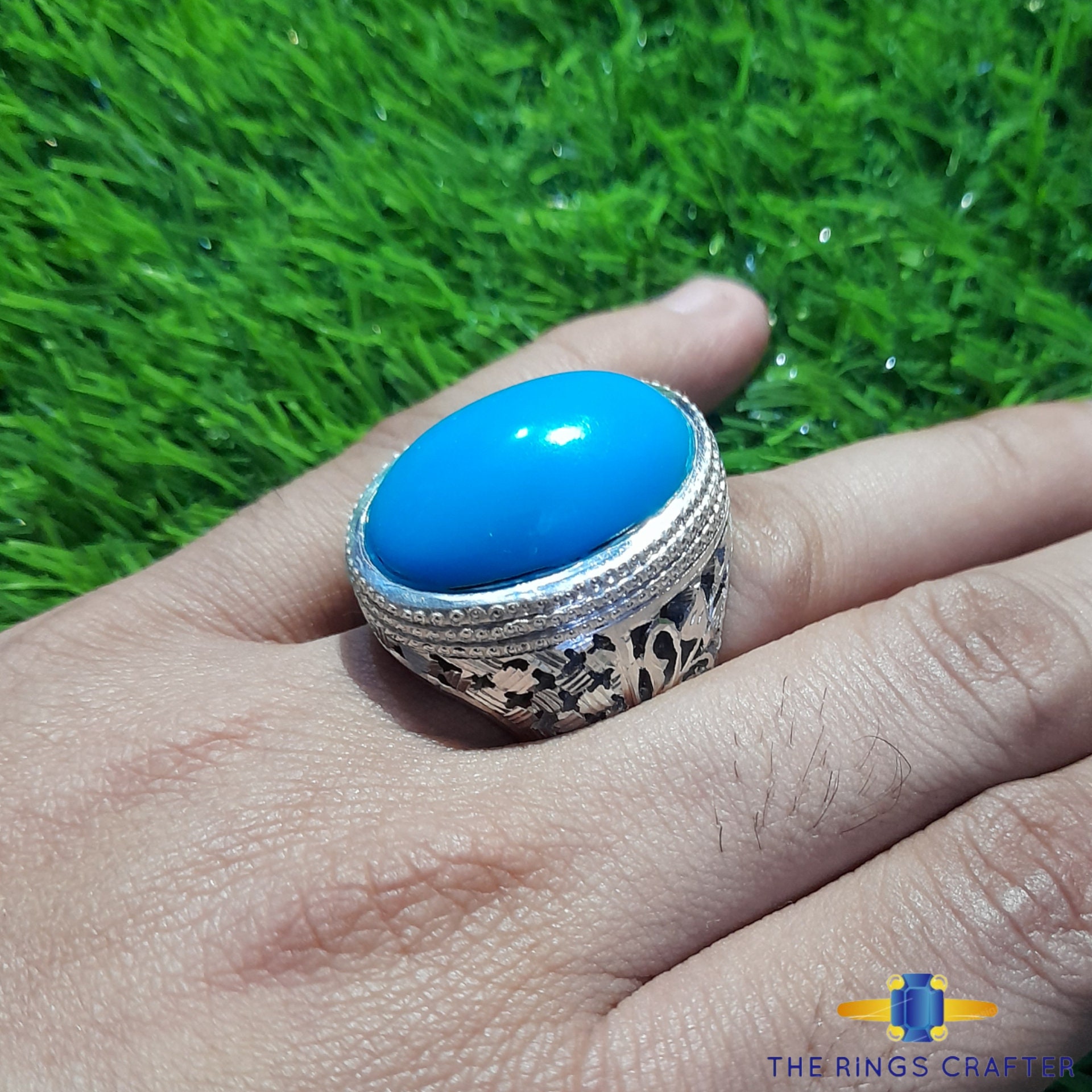 Natural Big Nishapuri Feroza Ring Clean Blue Turquoise Stone Ring Real ...