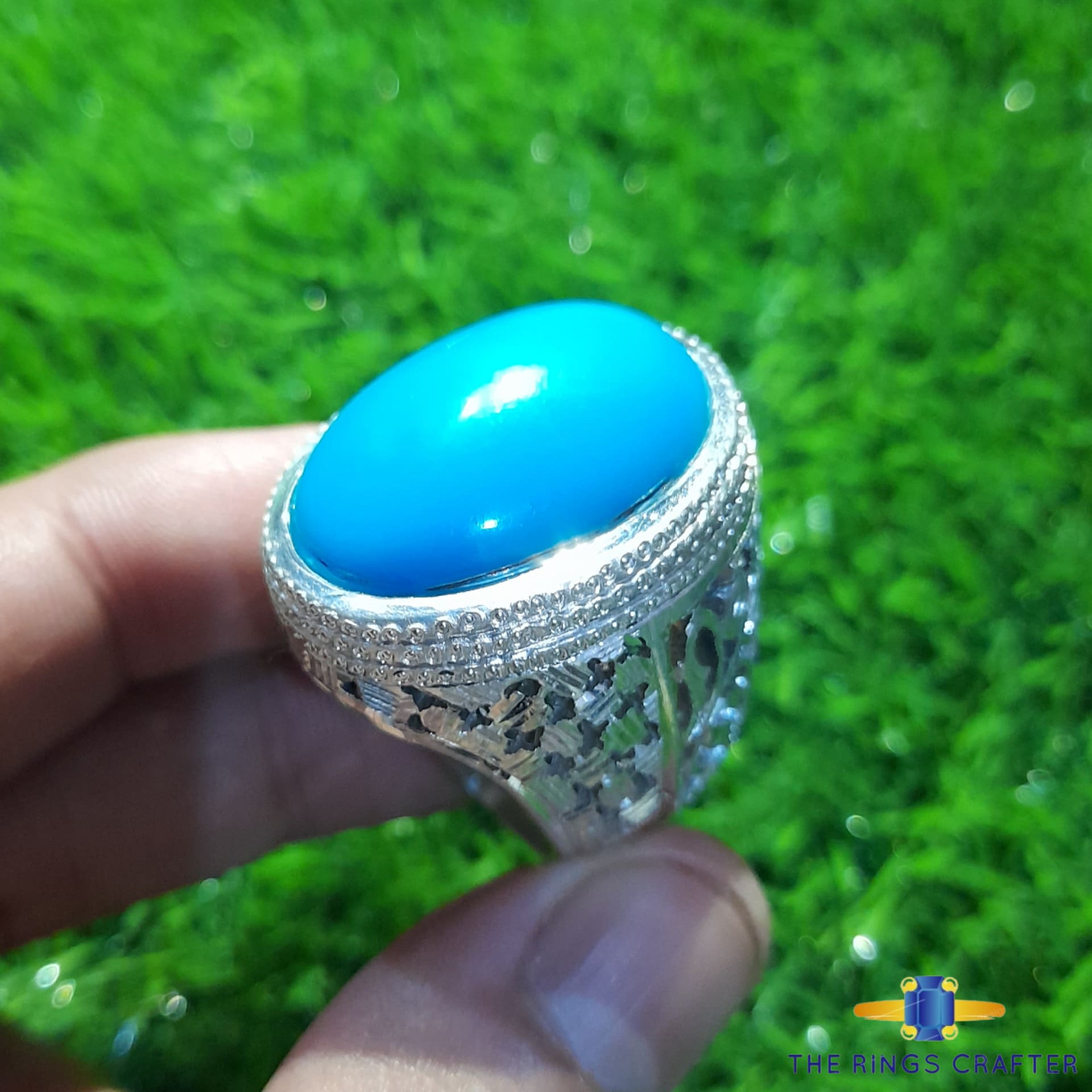 Natural Big Nishapuri Feroza Ring Clean Blue Turquoise Stone Ring Real ...
