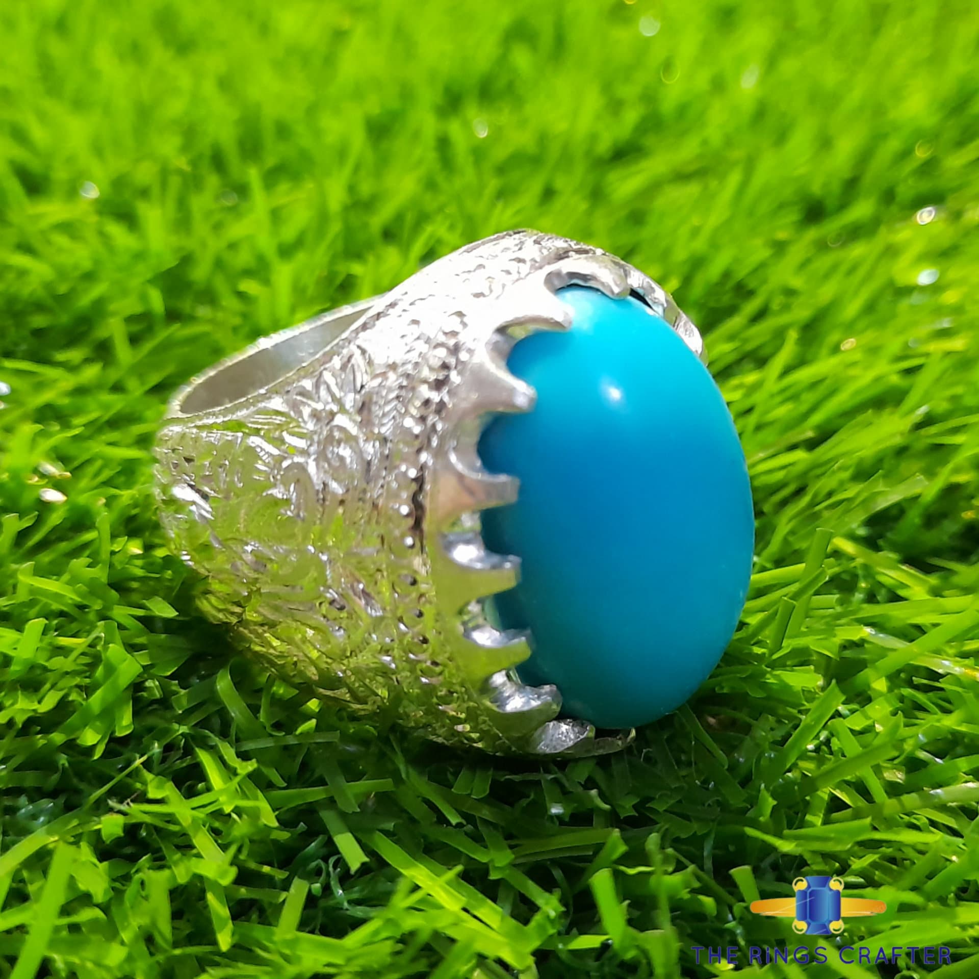 Natural Rare Nishapuri Feroza Stone Big Turquoise Gemstone Ring Real ...