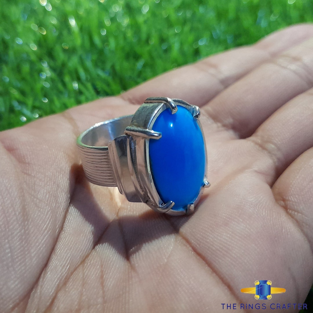Natural Blue Nishapuri Feroza Stone Turquoise Gemstone Ring Real Feroza ...