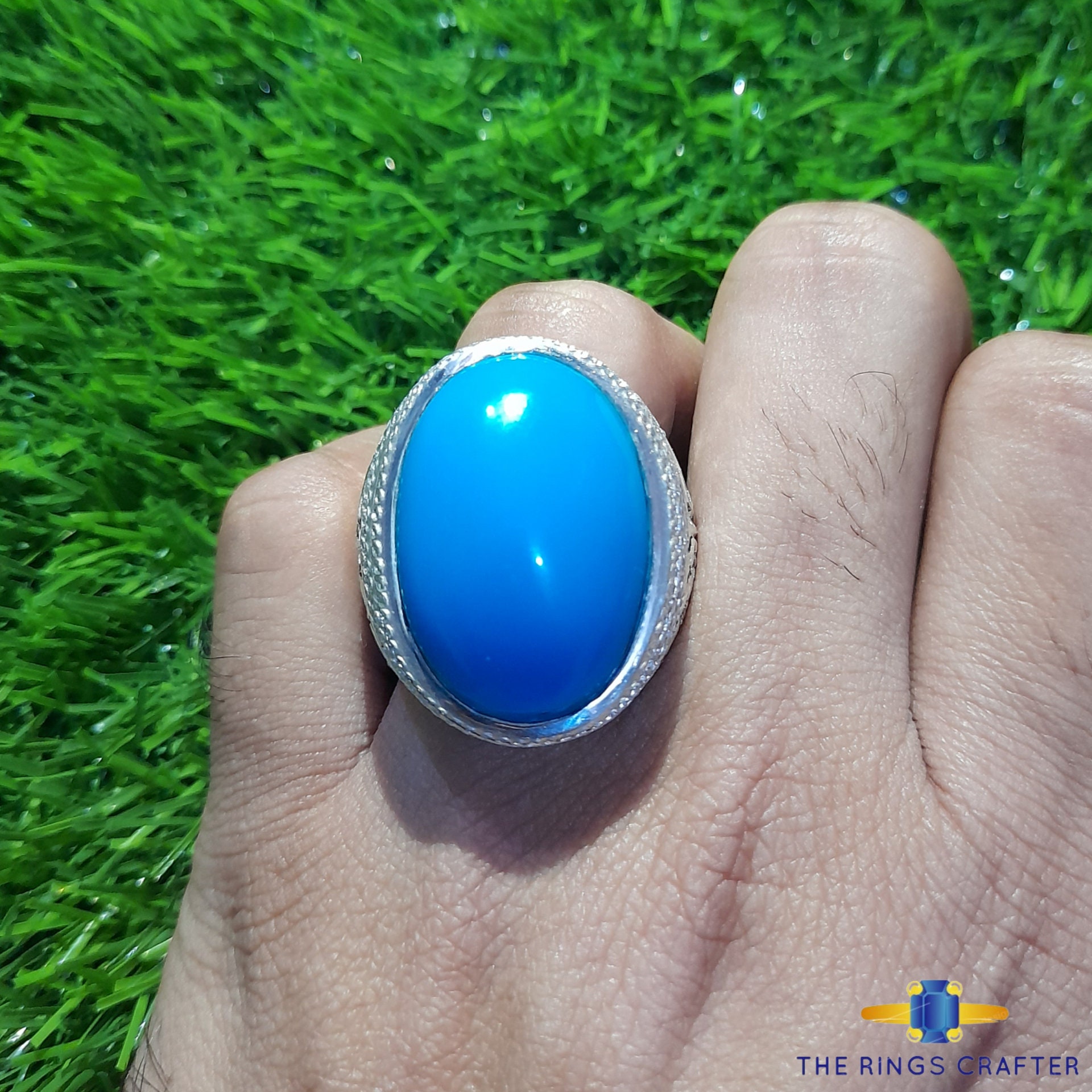 Natural Big Nishapuri Feroza Ring Clean Blue Turquoise Stone Ring Real Feroza Without Treatment ...