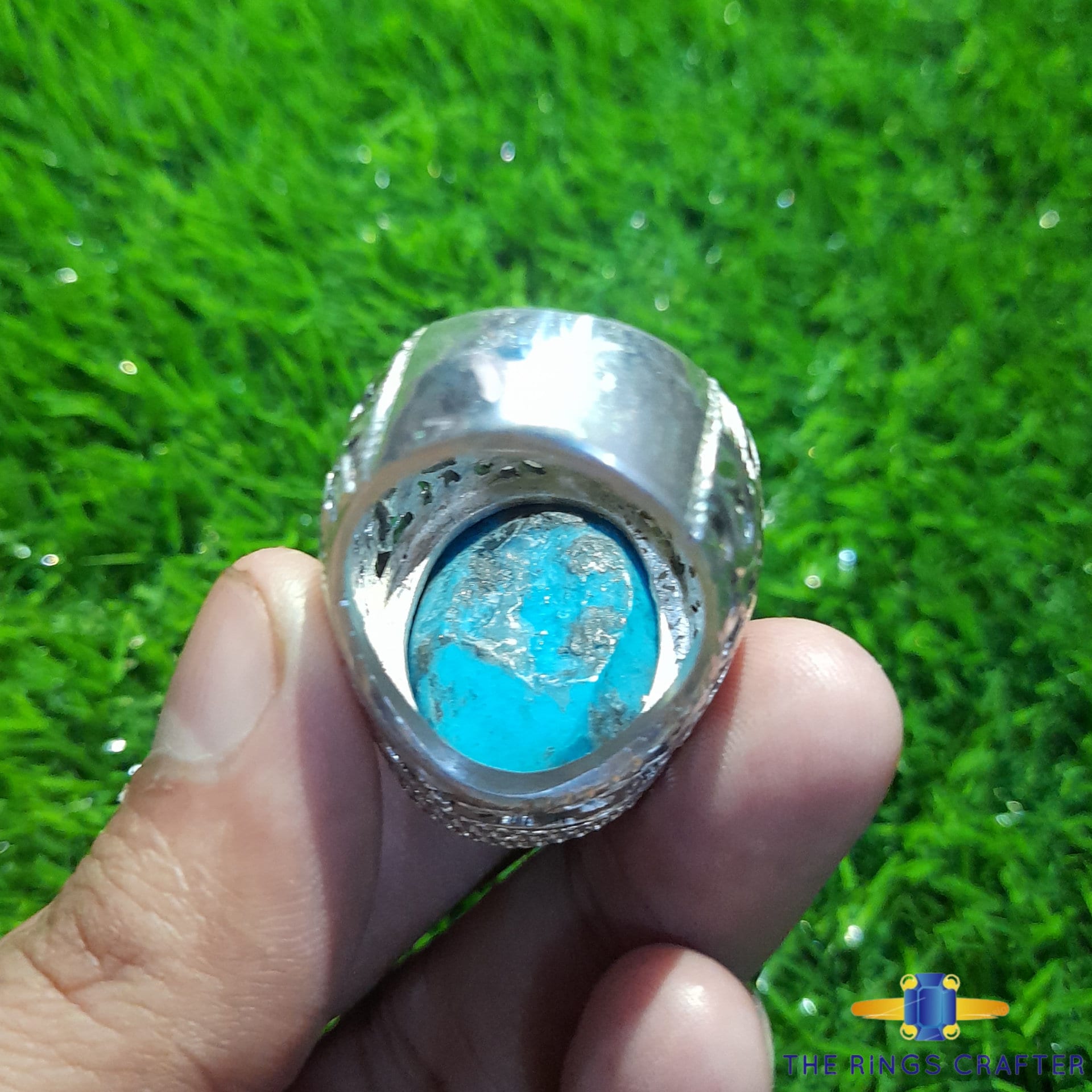 Natural Big Nishapuri Feroza Ring Clean Blue Turquoise Stone Ring Real Feroza Without Treatment ...