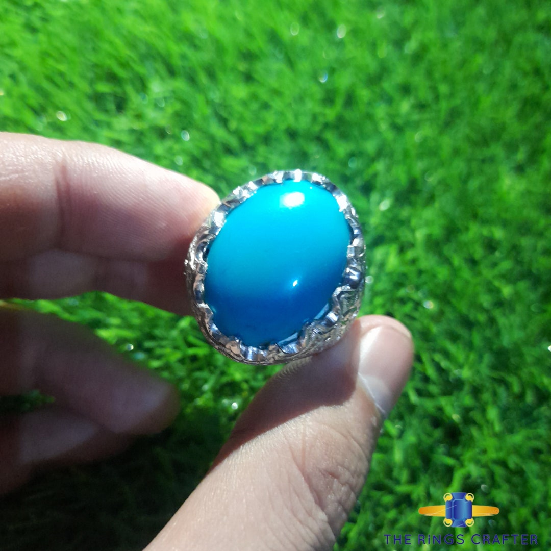 Natural Feroza Ring Turquoise Stone Ring High Quality Clean Blue ...