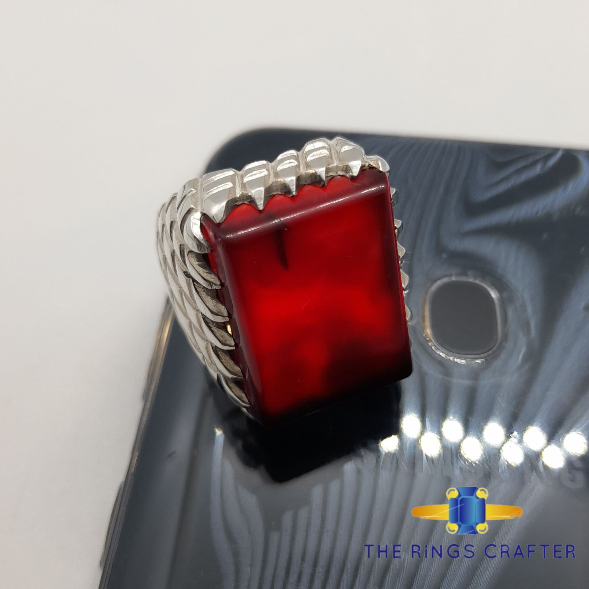 Natural Yemeni Aqeeq Ring Square Cut Yemeni Agate Ring - Etsy