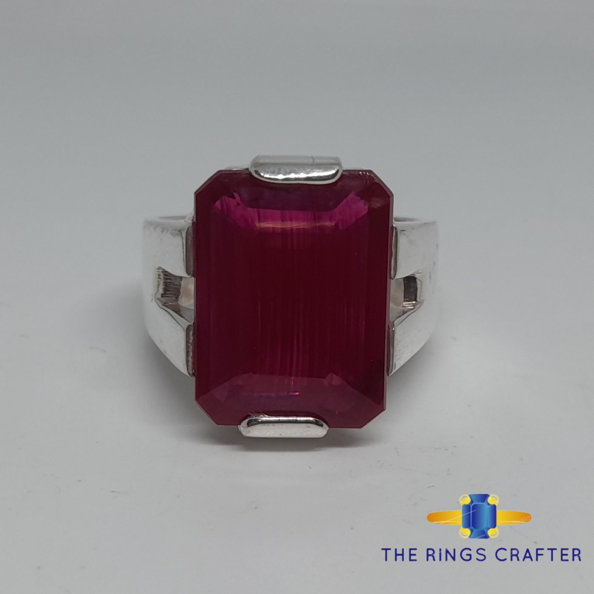 Emerald Cut Ruby Stone Ring Square Shape Ruby Yaqoot Ring 925 Sterling ...