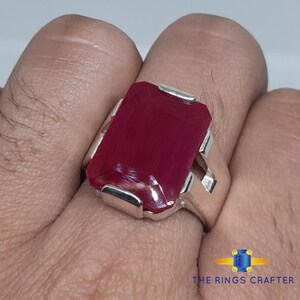 Emerald Cut Ruby Stone Ring Square Shape Ruby Yaqoot Ring 925 Sterling ...