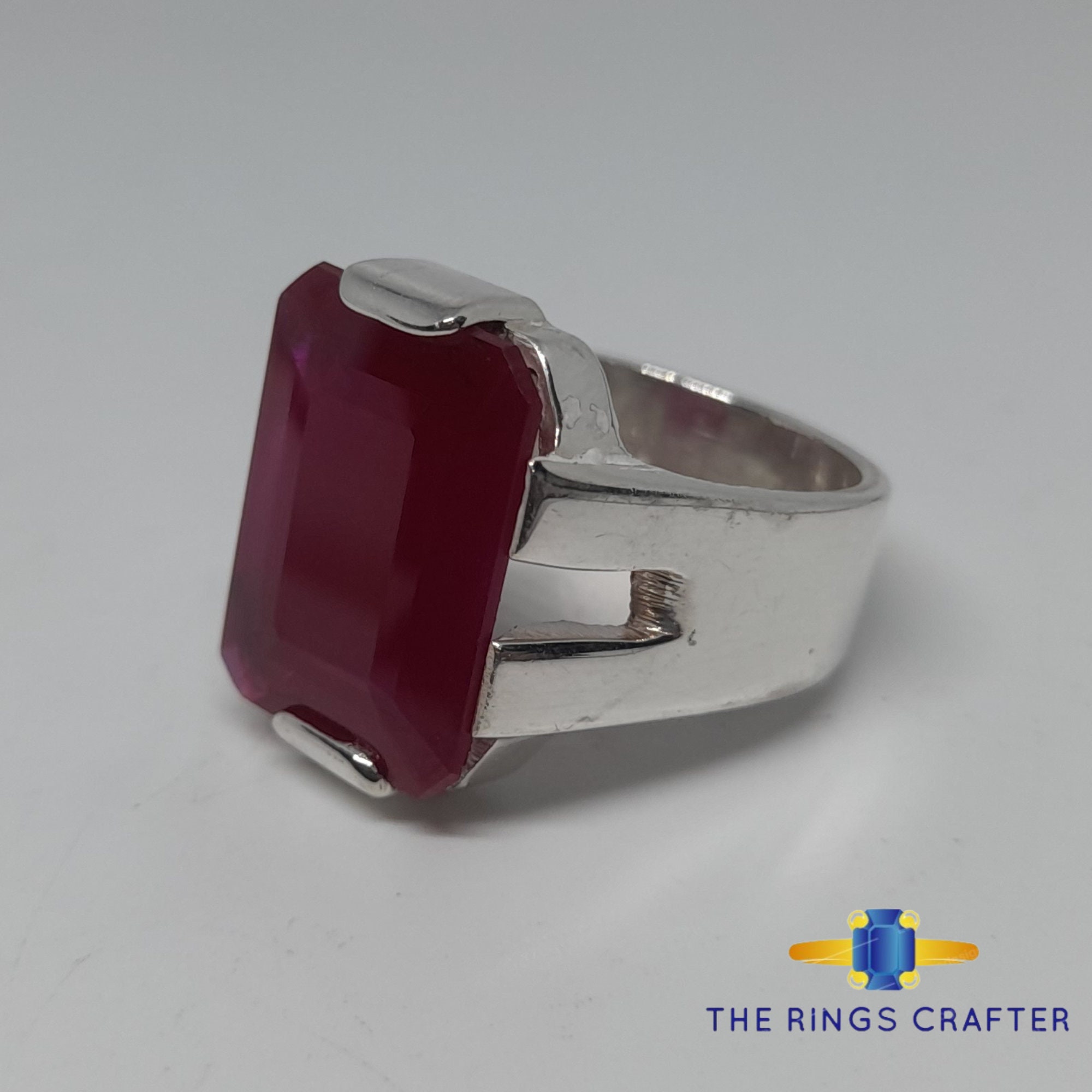 Emerald Cut Ruby Stone Ring Square Shape Ruby Yaqoot Ring 925 Sterling ...