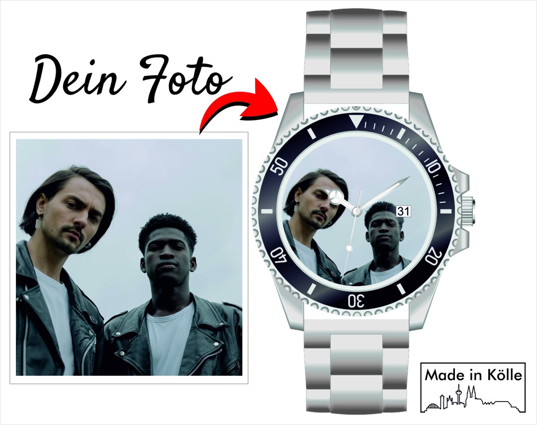 Photo Watch Men's Watch Photo Gift Personalized by Memories Wrist Watch ...