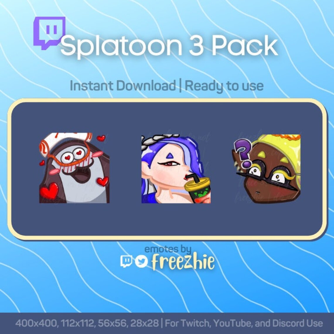 Splatoon 3 Emote Pack | 3 Twitch Emotes | Love Emote | Sip Emote ...