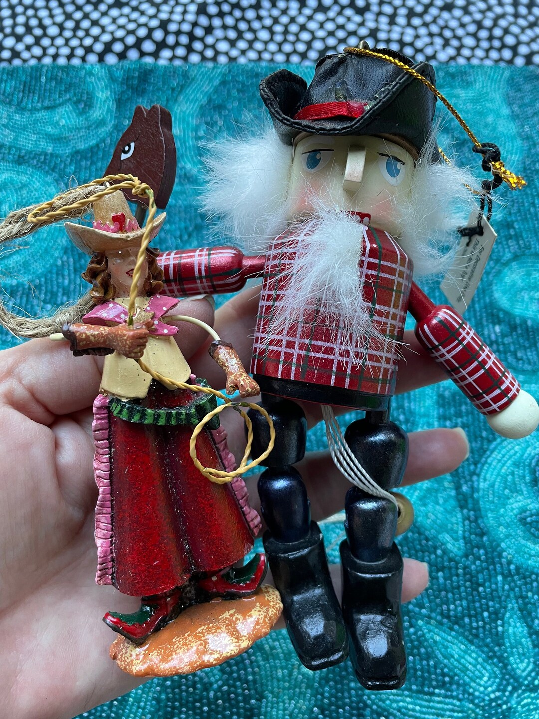 Cowboy Nutcracker and Cowgirl Ornaments Vintage Western - Etsy