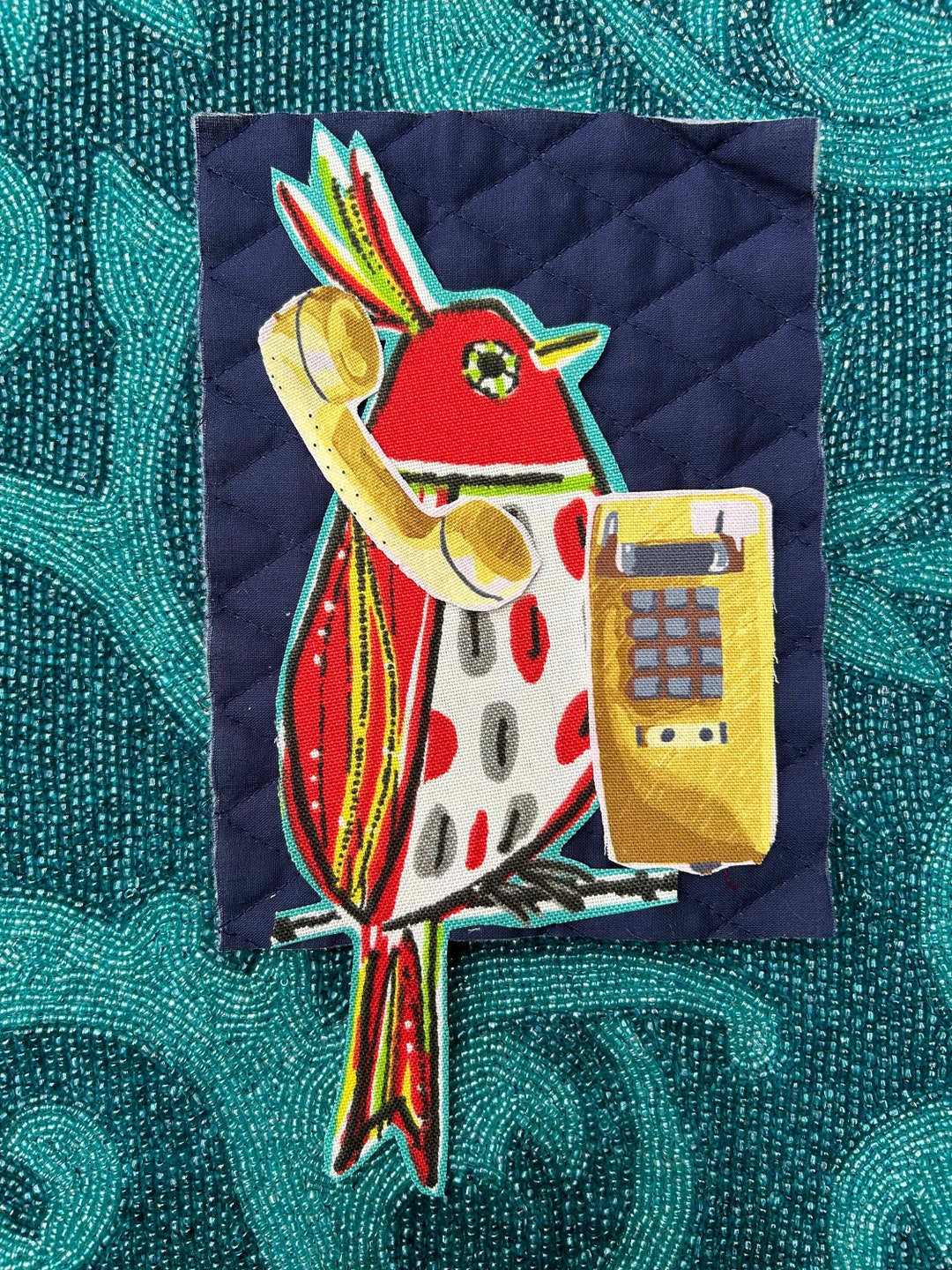 Bird Call Series, Handmade Textile Art Collage, Folk Art Collage, Ready ...