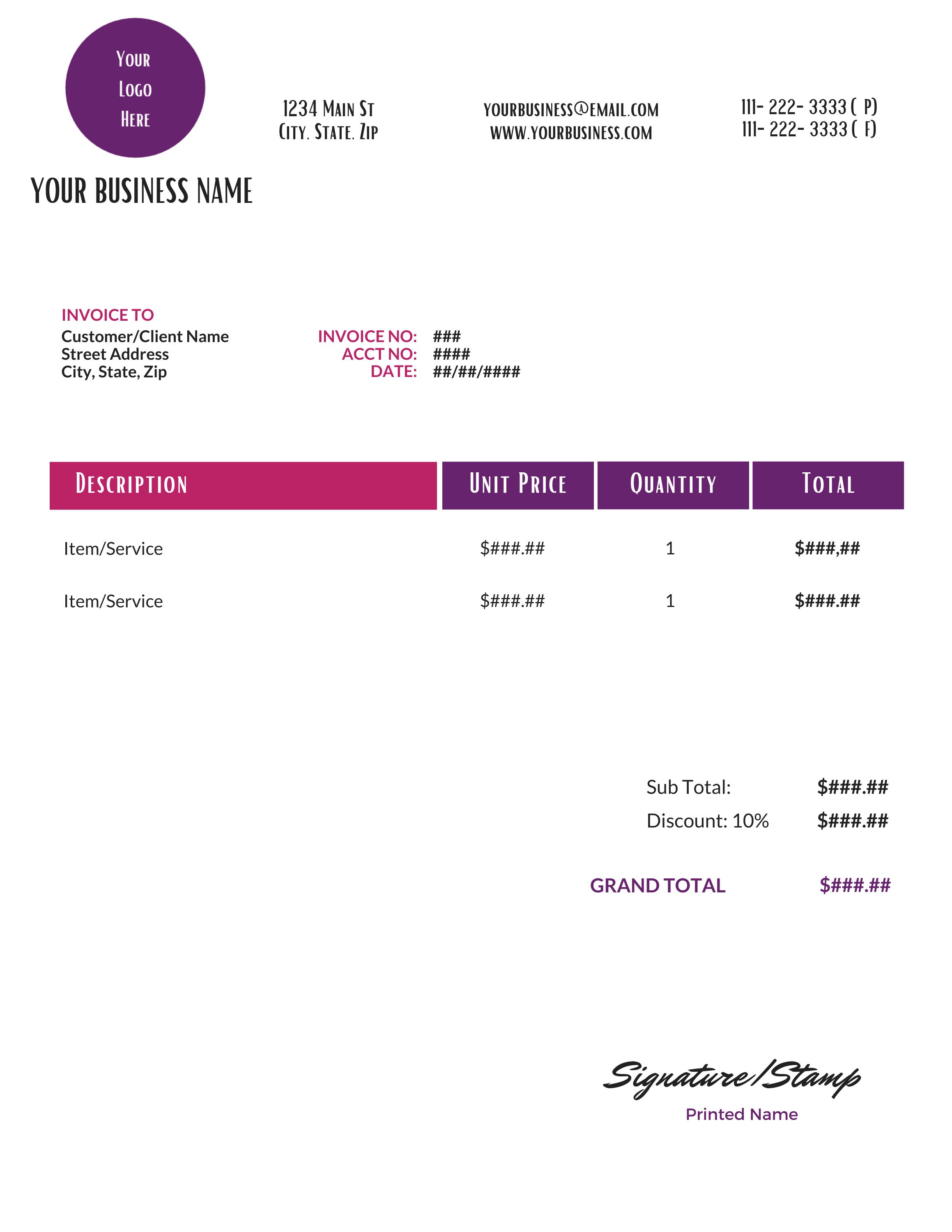 Canva Receipt Template