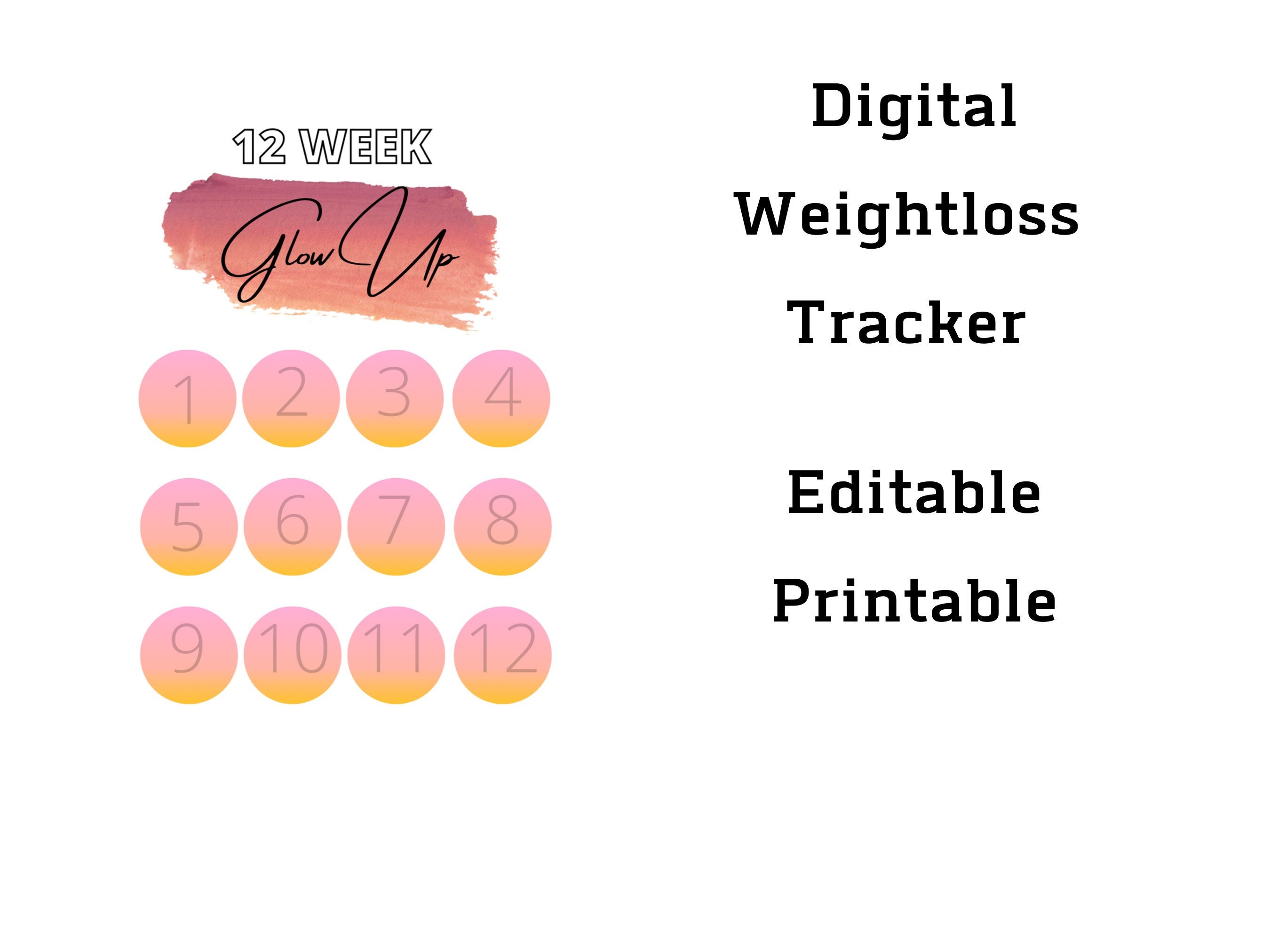 12 Week Weight Loss Tracker | Digital Download | Printable | Editable ...