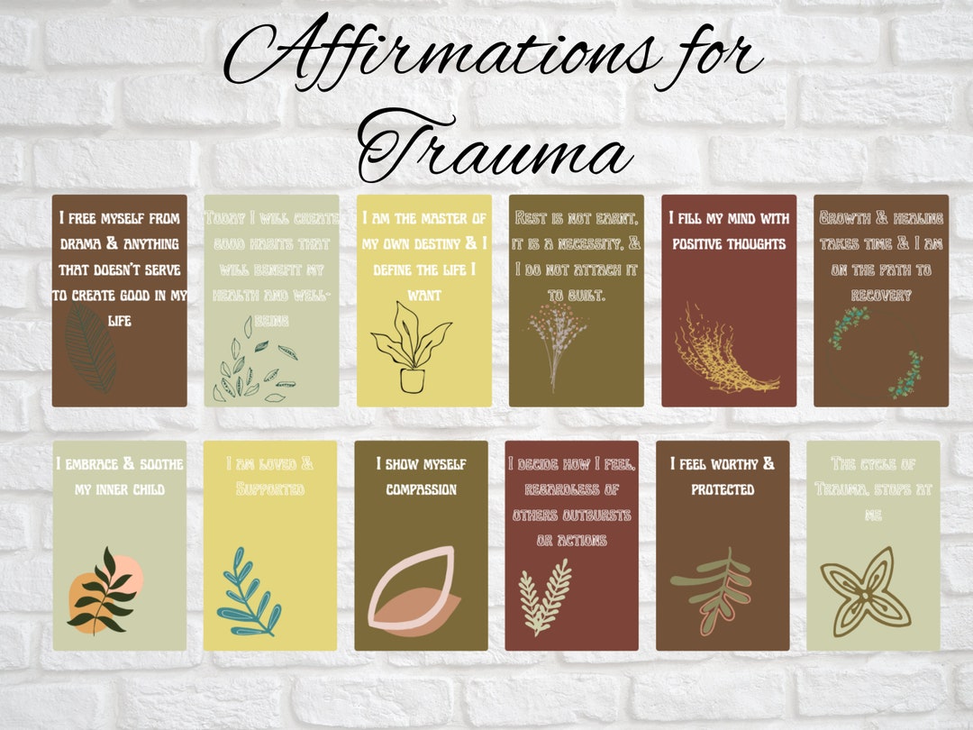 Daily Affirmation Cards for Overcoming Trauma | Digital Download | 25 ...