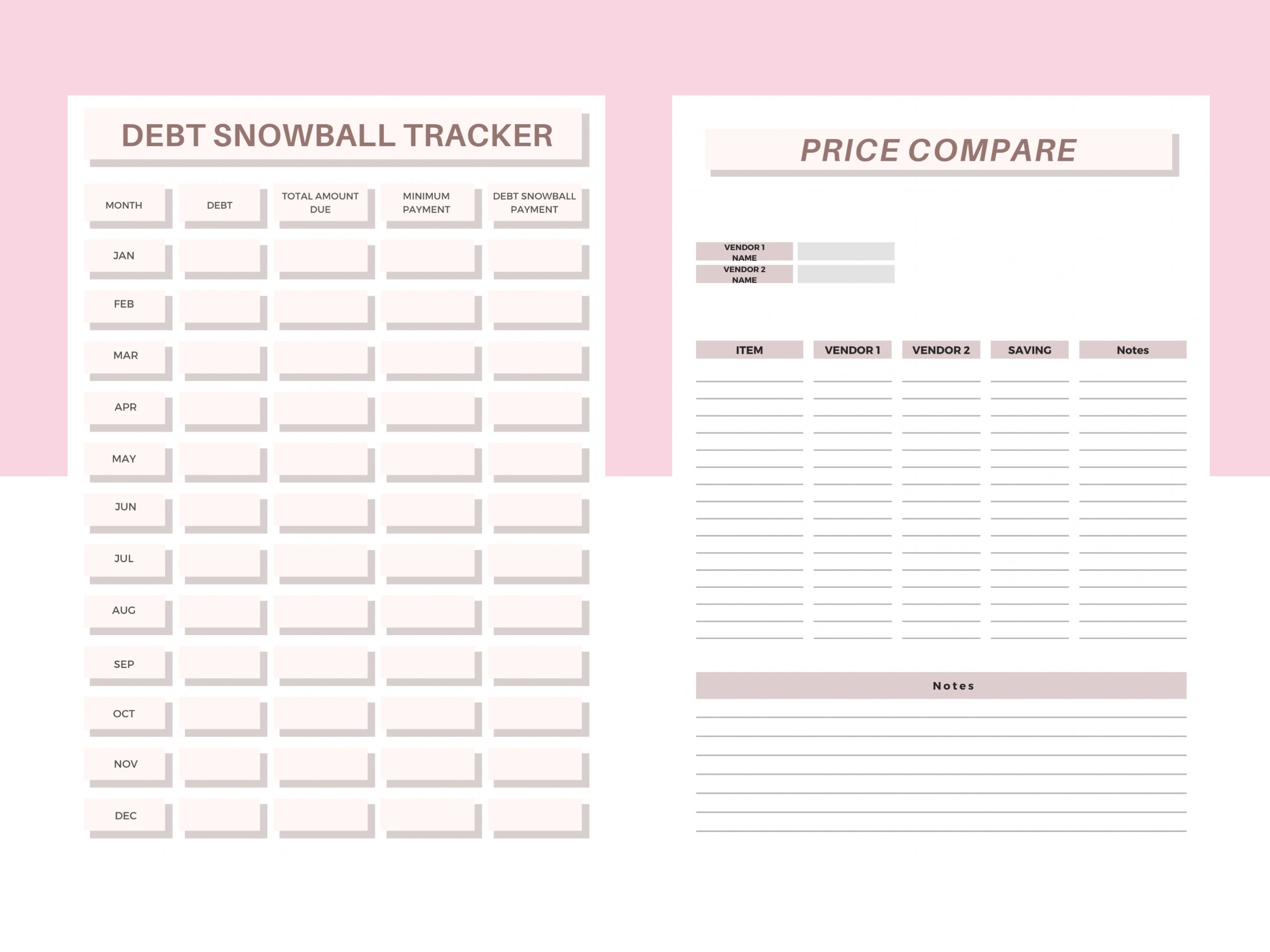 Finance Planner BUNDLE Budget Planner Templates, Financial Savings ...