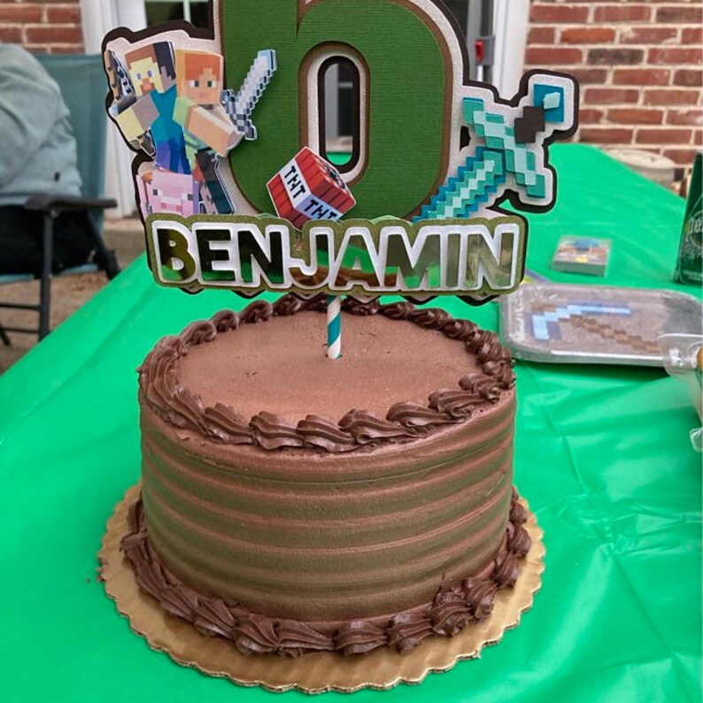 Custom Minecraft Cake Topper// Minecraft Birthday Party Cake | Etsy