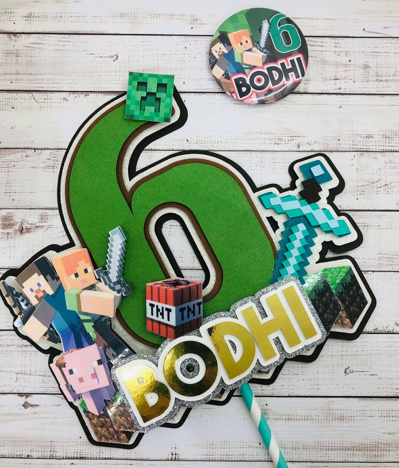 Custom Minecraft Cake Topper// Minecraft Birthday Party Cake - Etsy