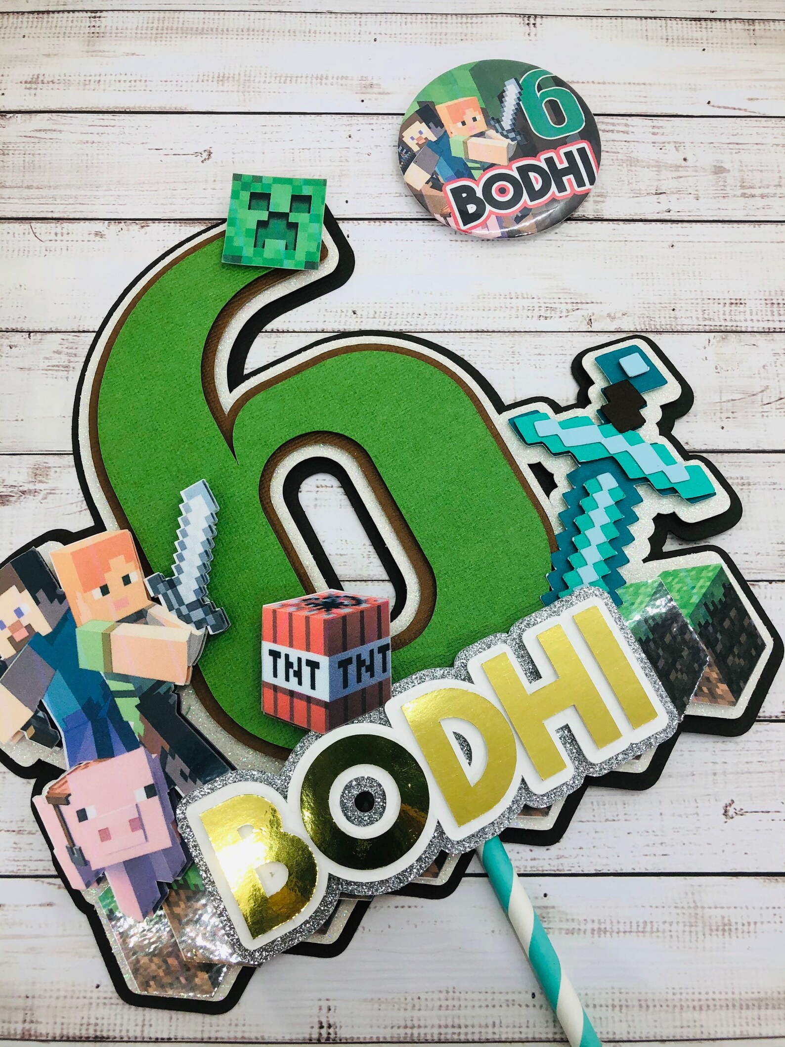 Custom Minecraft Cake Topper// Minecraft Birthday Party Cake - Etsy