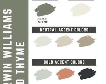 Sherwin Williams DRIED THYME Color Palette, Dried Thyme Complementary ...