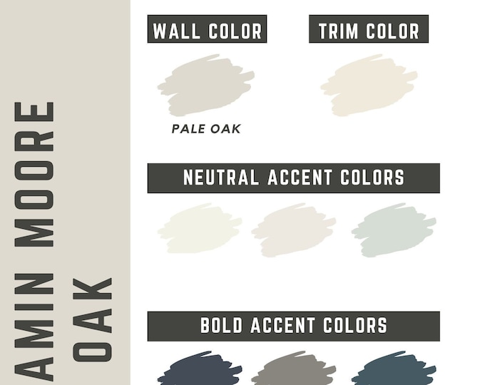 Pale Oak Paint Color Palette, Benjamin Moore, Interior Paint Palette ...