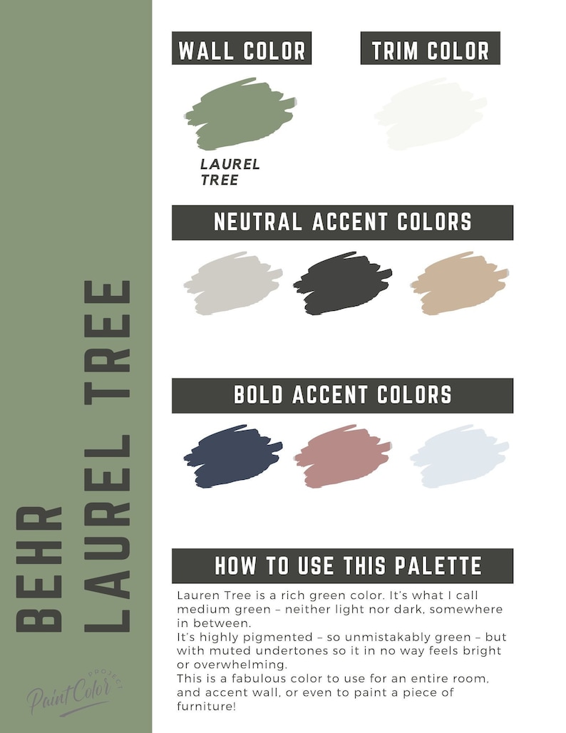 Behr Laurel Tree Whole Home Color Palette - Interior Paint Palette - Etsy