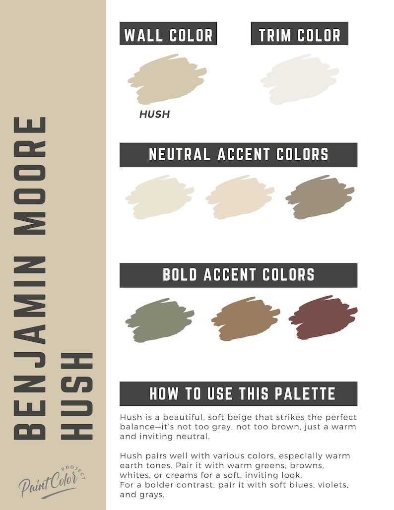 Hush Benjamin Moore Whole Home Color Palette - Interior Paint Palette ...