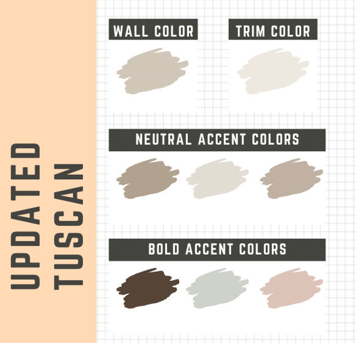 Modern Tuscan Whole Home Color Palette - Interior Paint Palette - Etsy