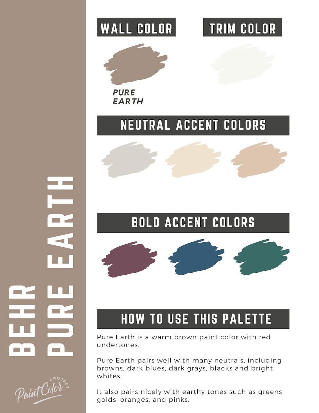 Behr Pure Earth Whole Home Color Palette - Interior Paint Palette - Etsy