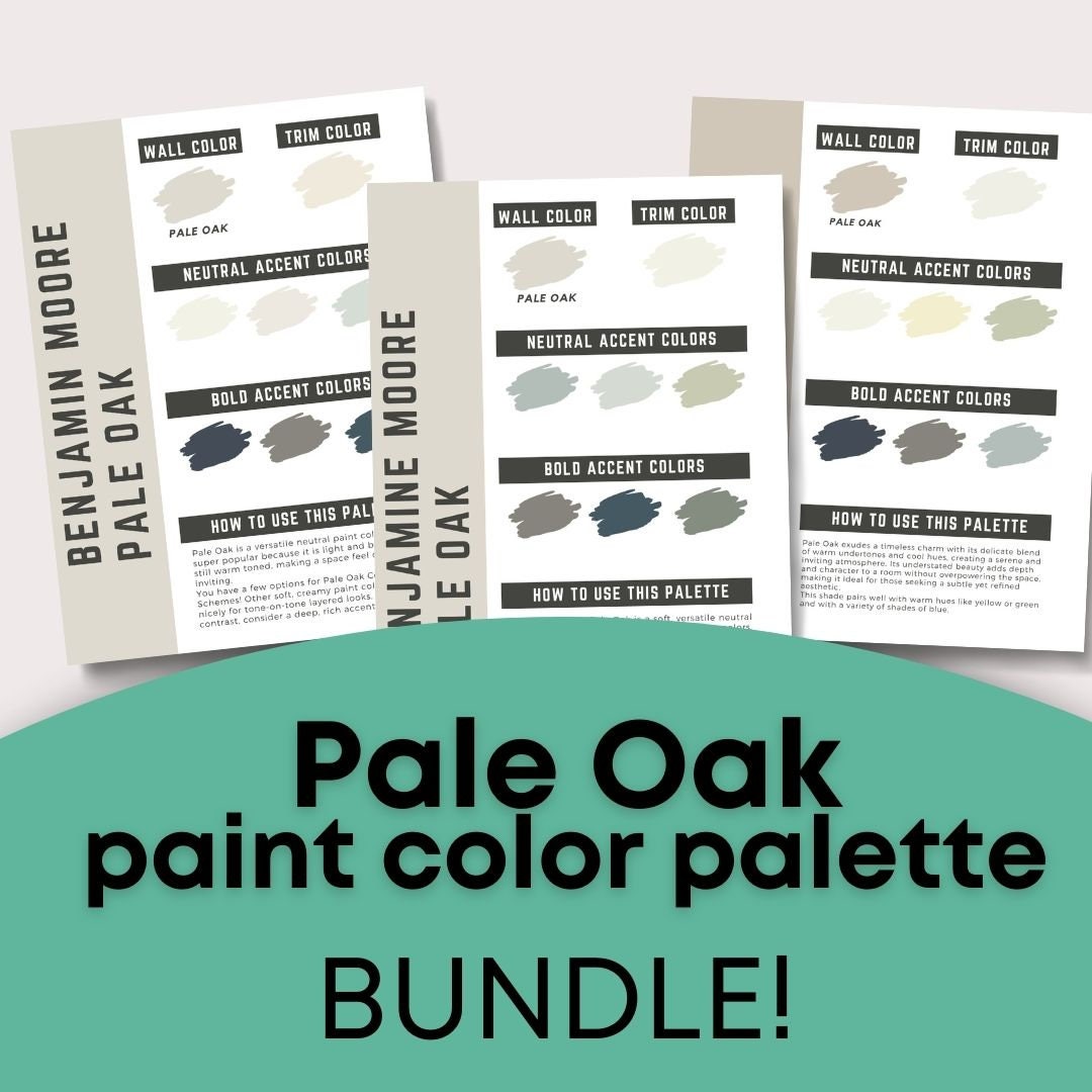 BUNDLE Pale Oak Benjamin Moore Whole Home Color Palette - Interior ...