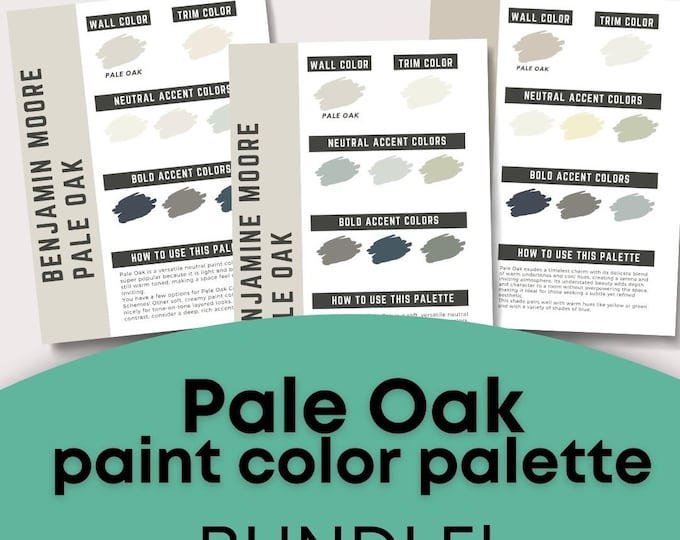Pale Oak Paint Color Palette, Benjamin Moore, Interior Paint Palette ...