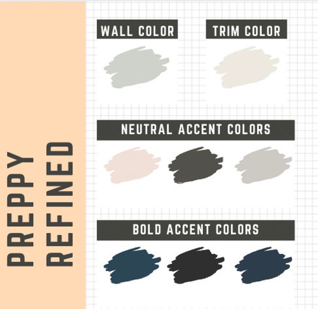 Preppy Refined Whole Home Color Palette - Interior Paint Palette - Etsy