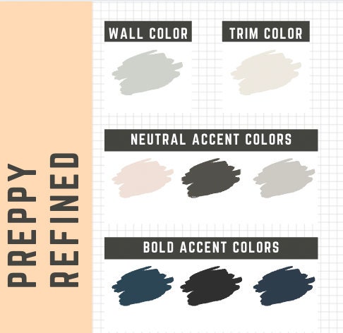 Preppy Refined Whole Home Color Palette - Interior Paint Palette - Etsy