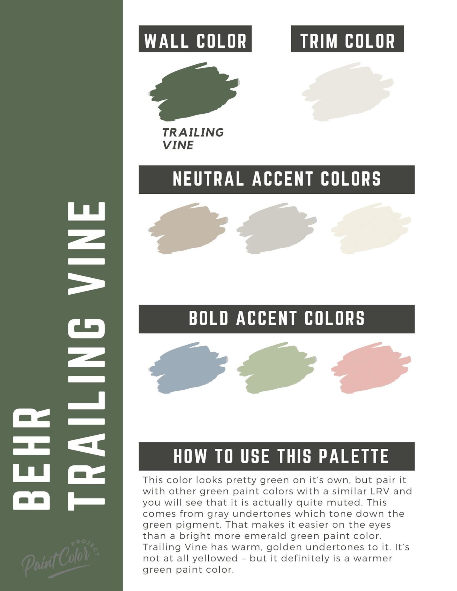 Behr Trailing Vine Whole Home Color Palette - Interior Paint Palette - Etsy