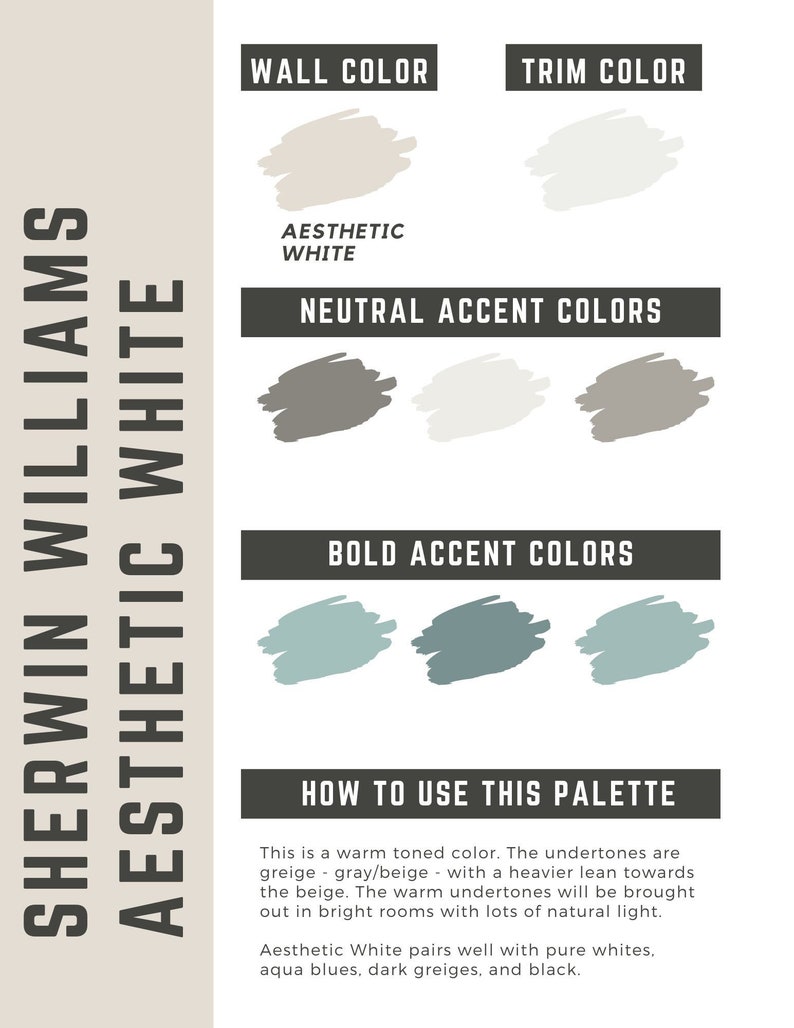 Aesthetic White Sherwin Williams Whole Home Color Palette - Interior ...