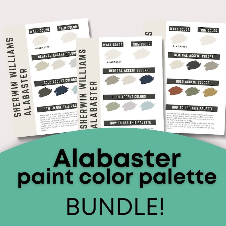 BUNDLE Alabaster Sherwin Williams Whole Home Color Palette - Interior ...