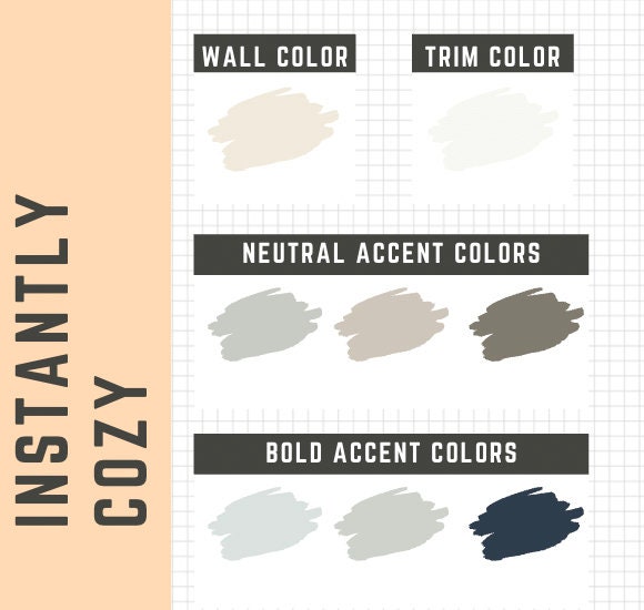 Instantly Cozy Whole Home Color Palette - Interior Paint Palette - Etsy