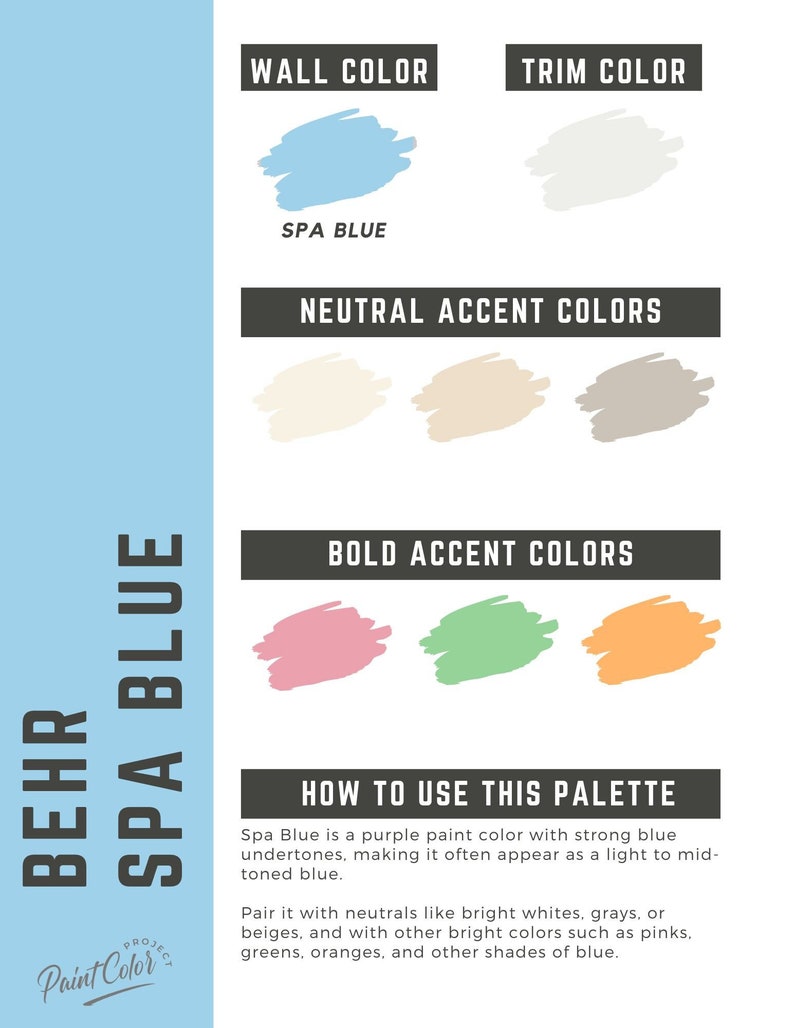 Behr Spa Blue Whole Home Color Palette - Interior Paint Palette - Etsy