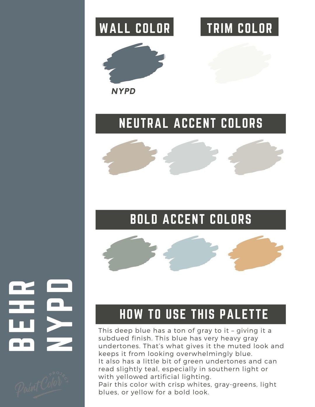 Behr NYPD Whole Home Color Palette - Interior Paint Palette - Etsy