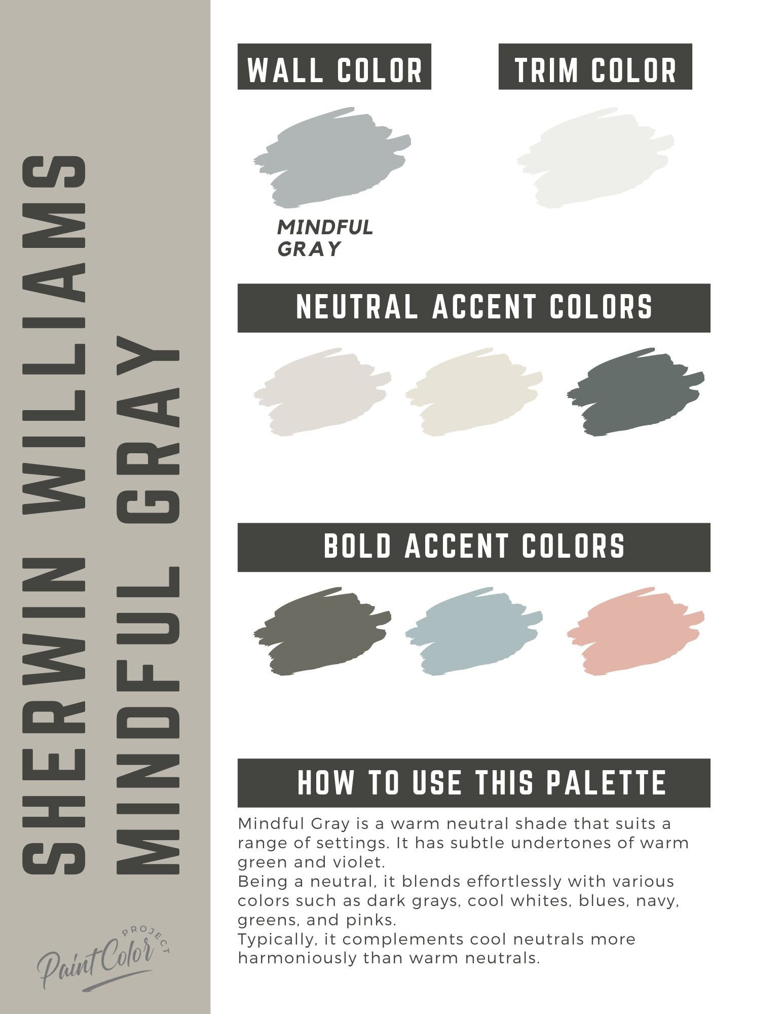 Mindful Gray Sherwin Williams Whole Home Color Palette Interior Paint Palette Etsy