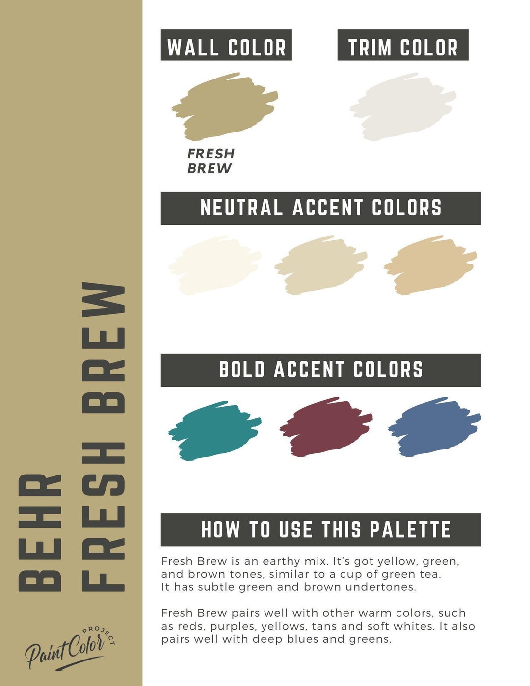 Behr Fresh Brew Whole Home Color Palette - Interior Paint Palette - Etsy