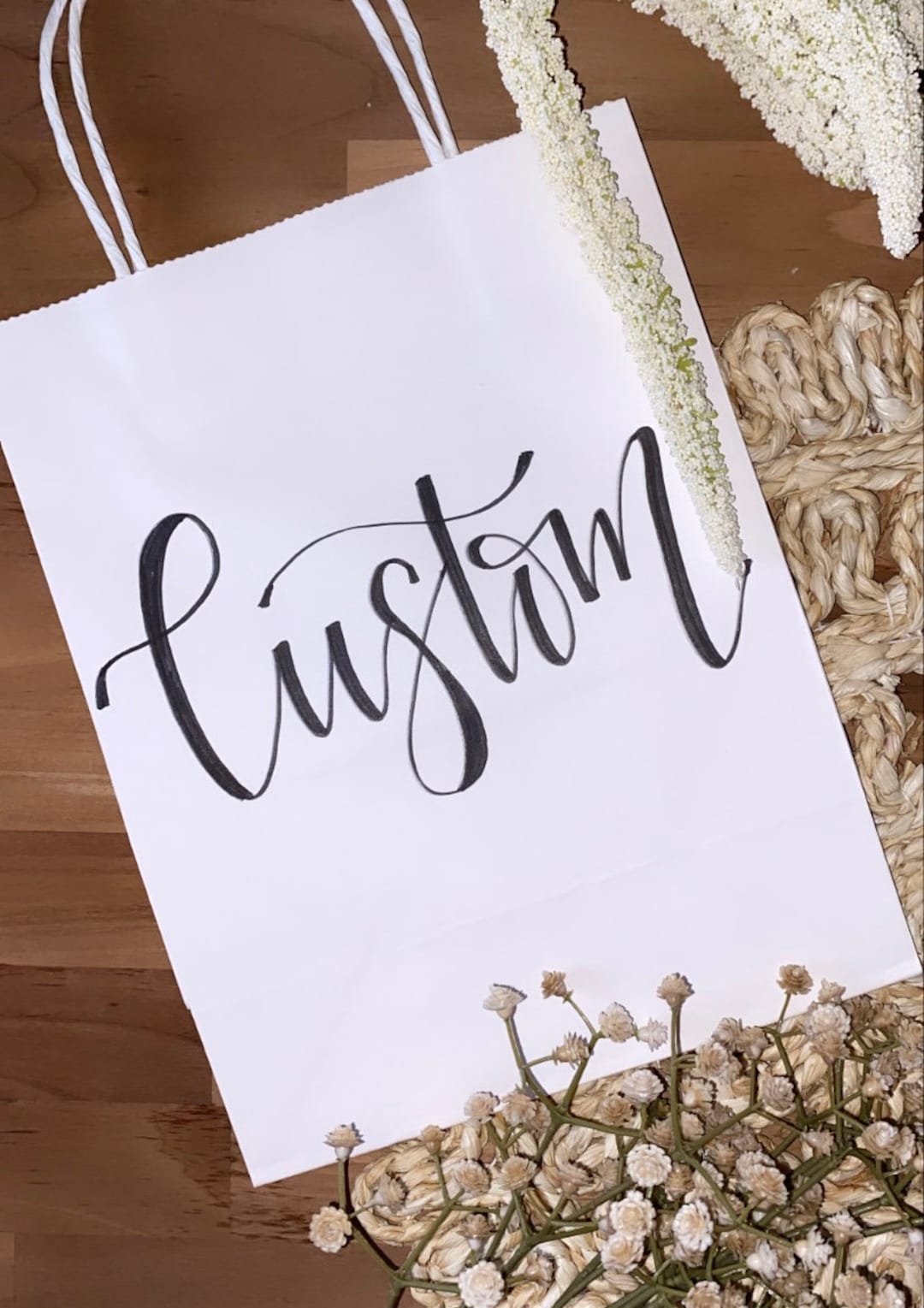 Custom Gift Bag | Hand Lettered White Gift Bag | Any Occasion or Name ...