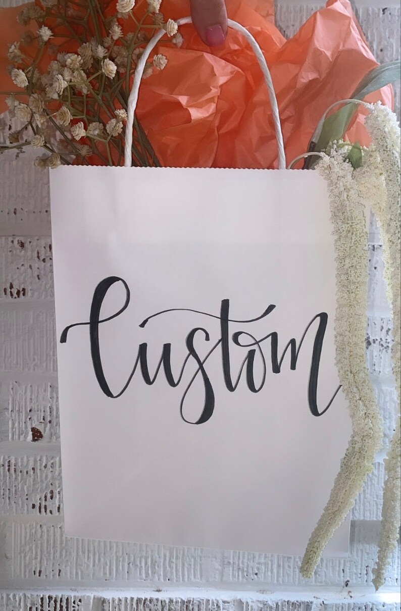 Custom Gift Bag | Hand Lettered White Gift Bag | Any Occasion or Name ...