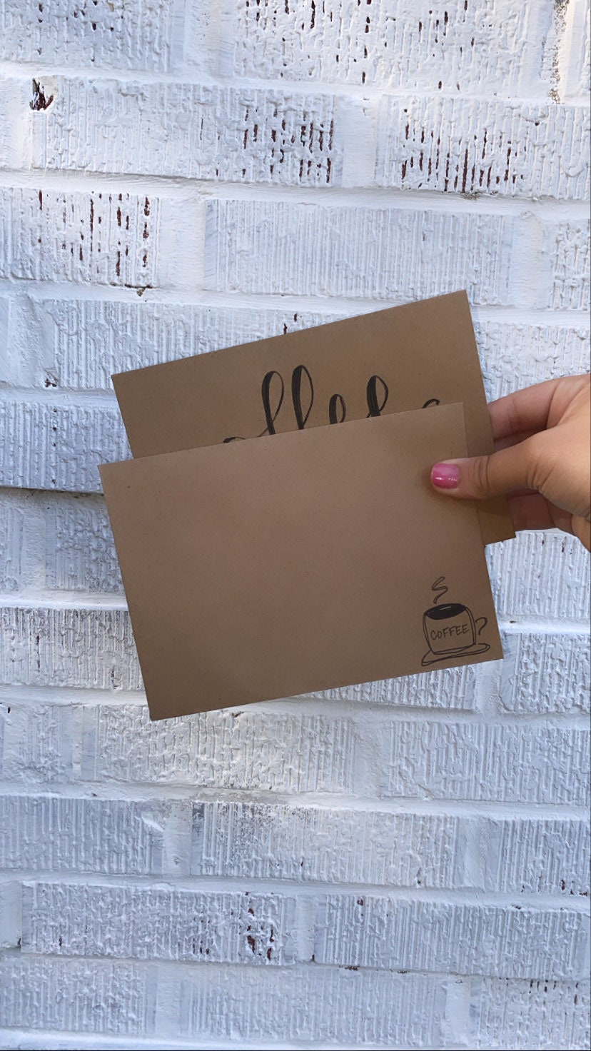 Coffee O'clock Card & Envelope | Hand Lettered Cards | Coffee - Etsy