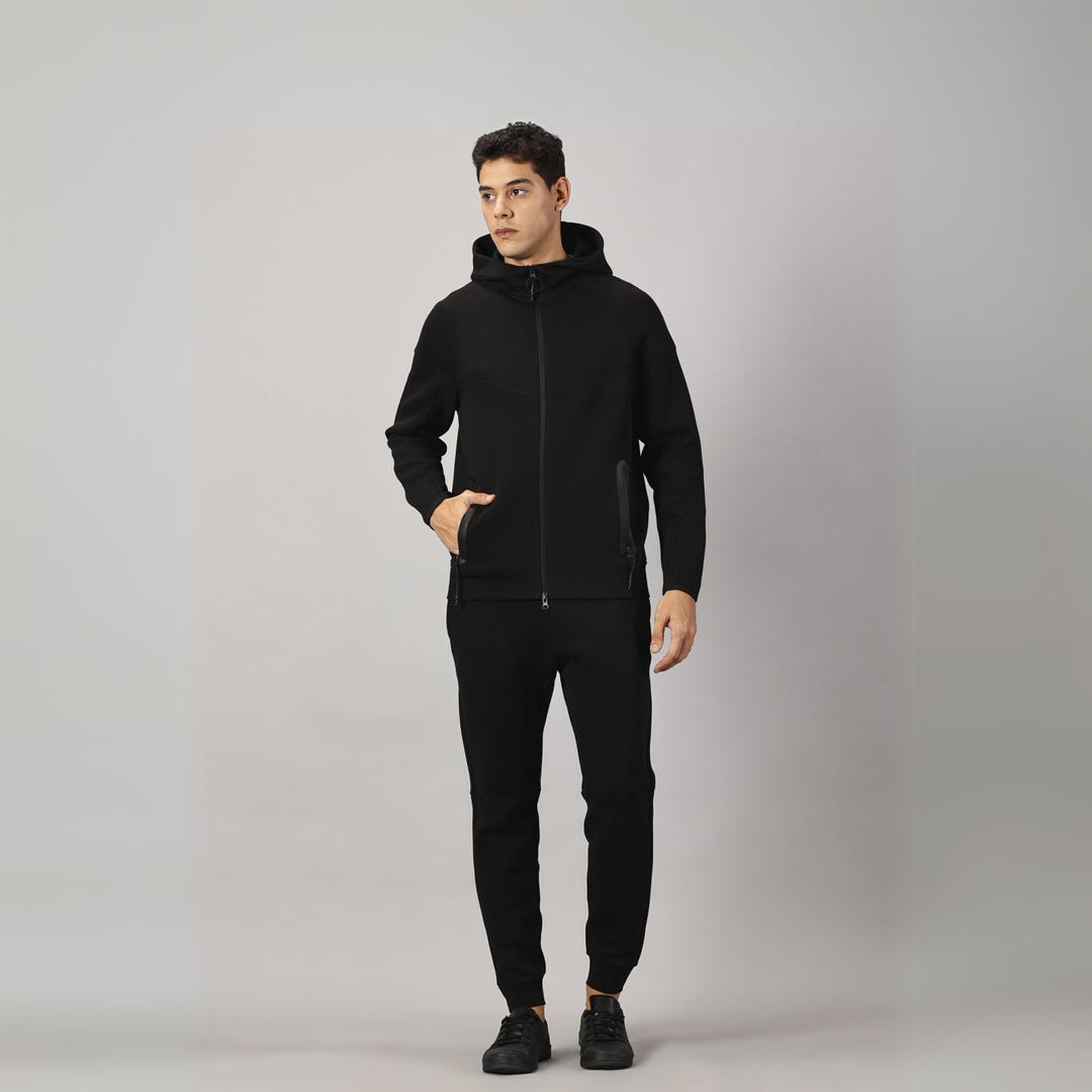 Black Tech Fleece Tracksuit, 2 Piece Set, Athletic Apparel, Sportswear ...