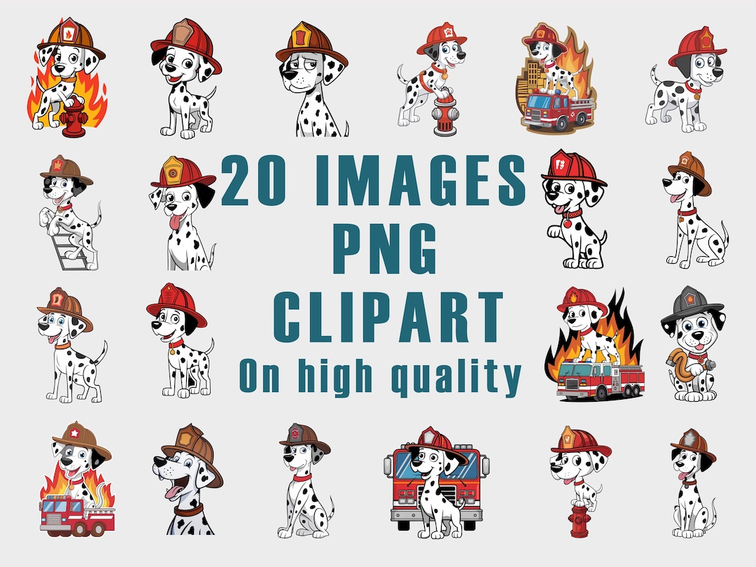 20 PNG Cliparts, Dalmatian Fire Dog, in HD Quality. - Etsy
