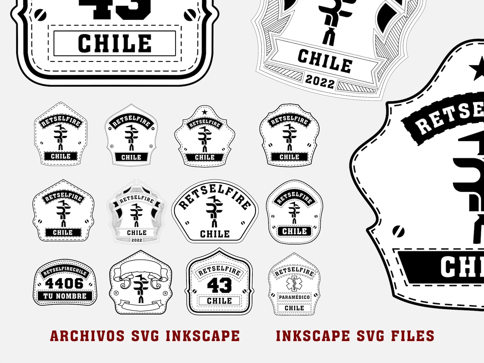 SVG File - 12 Templates Front-shields Firefighter Helmet for Laser ...