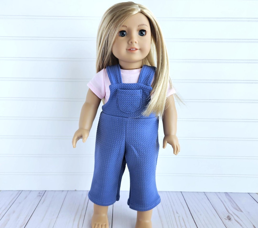 18" Doll Overalls and Top. Denim Blue Overalls and Pink Short Sleeve ...
