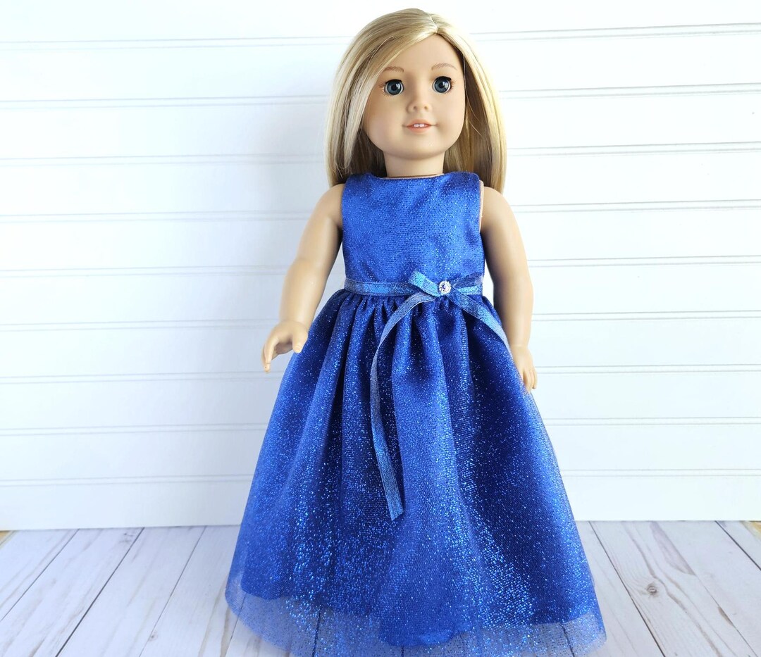 18" Doll Formal Dress. Blue Sparkle Long Dress. Fits 18" Dolls. Doll ...