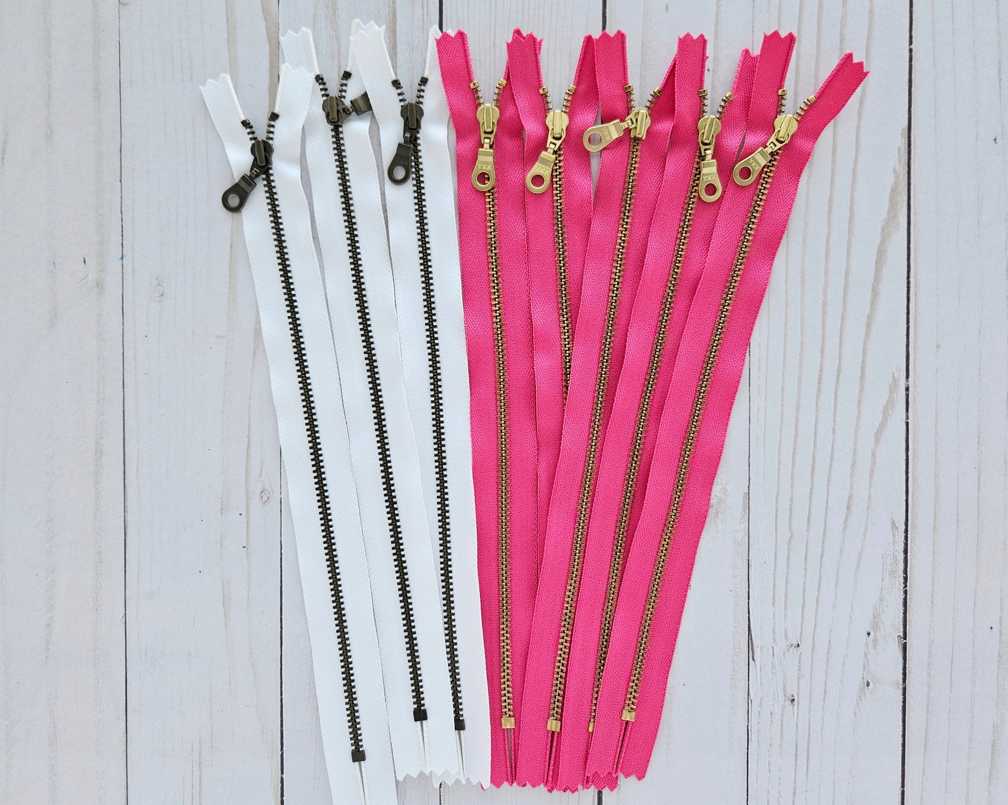 YKK Zippers 8-10 Inch Metal Zippers. Antique Brass Donut Pull Metal ...